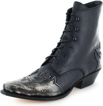 Sendra Boots 11699 Blanco Negro Schnürstiefelette für Damen Schwarz Weiss Damenstiefelette, Groesse:42