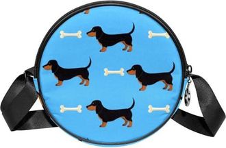 Generic Petit sac &agrave; bandouli&egrave;re circulaire pour femme, chien, sac &agrave; bandouli&egrave;re avec fermeture &eacute;clair, bretelles r&eacute;glables, sac &agrave; main rond d&eacute;contract&eacute; pour f