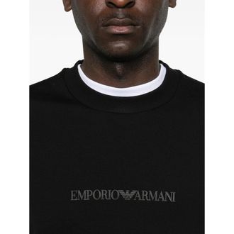Emporio Armani Logo-Embroidered Crew Neck Sweatshirt - Black
