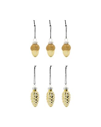 House Doctor Ornamente HDGlint Tannenzapfen Eicheln Gold Set 6 St&uuml;ck