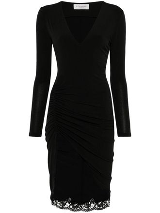 Ermanno Scervino robe mi-longue &agrave; design fronc&eacute; - Noir