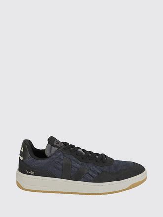 Veja Herren V-90 Sneaker aus Leder und B-Mesh mit kontrastierendem Logo