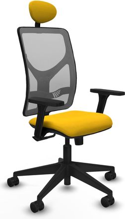 Piqueras y Crespo B&uuml;ro-B&uuml;rostuhl mit 3D-Armlehnen, h&ouml;henverstellbarer Lendenwirbelst&uuml;tze und festem Kopfteil, ausgestattet mit 3 Positionen und Schneidschaum, Grau/Gelb