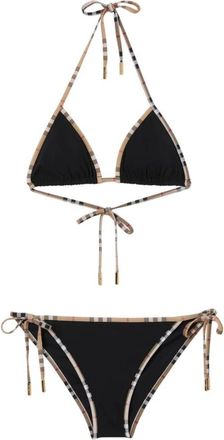 Burberry Femme, Maillots de bain, Noir, Taille: 42 FR Check Trim Triangle Bikini