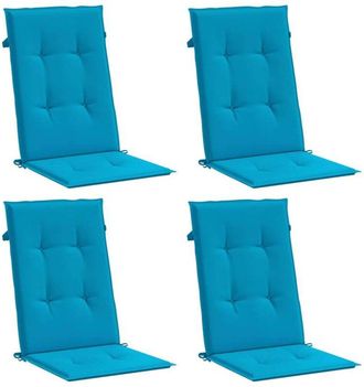 vidaXL Coussins de chaise de jardin &agrave; dossier haut lot de 4 bleu tissu vidaXL
