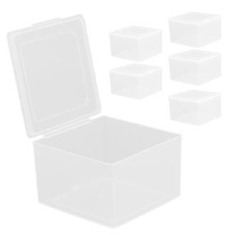 Amosfun Organizer-Box aus Kunststoff, transparent, klein, 6 St&uuml;ck, mit Scharnierdeckel, Mini-Beh&auml;lter f&uuml;r Schmuck, Handwerk, Hardware, 8 x 8 x 5 cm