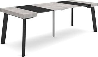 Skraut Home | Ausziehbarertisch | Multifunktionaler ausziehbarer | 220 | Für 10 Gäste | Hölzerne Beine | Moderner Stil | Zement