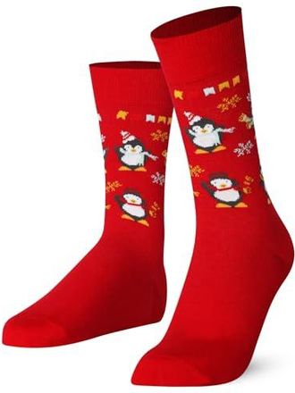 MySocks Chaussettes de Noël Pingouin festif Rouge