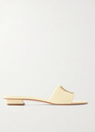 Roger Vivier 20 Buckled Padded Leather Mules - Yellow