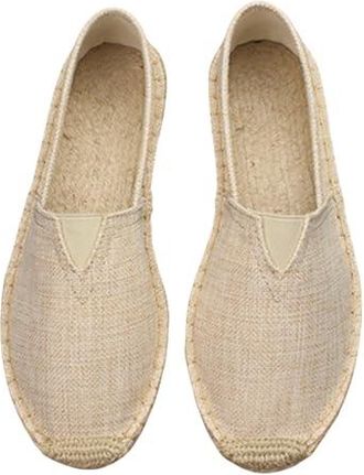 Generic Chaussures en toile à fond plat pour homme - Semelle en lin antidérapante - Légères - Semelle souple - Confortable - Coupe large - Chaussures en tissu