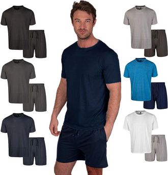 Light & Shade LSSET032 Herren T-Shirt mit Rundhalsausschnitt und kurzes Pyjama-Set, Marineblau, XXL