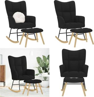 vidaXL Vidaxl - Chaise à bascule avec repose-pied Noir Tissu