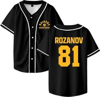 Generic Heated Rivalry Rozanov 81 Merch Baseball Jersey Shirt Col V Unisexe Manches Courtes Streetwear V&ecirc;tements, Noir, XXL