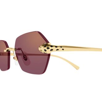 Cartier CT0636S Gold-Tone Metal Sunglasses - Brown