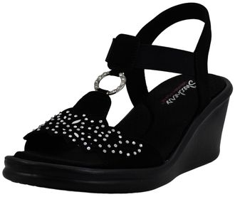 Skechers Damen Rumblers-Queen B Keilsandale, Schwarz, 36.5 EU