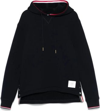 Thom Browne SweaT-shirt &agrave; capuche oversize RWB Stripe en bouclette - Homme - Sweatshirts et sweats &agrave; capuche - Bleu - Taille: S