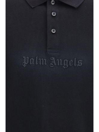 Palm Angels Embroidered Logo Cotton Polo Shirt - Black