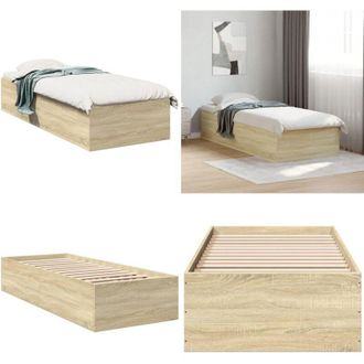 vidaXL Bettgestell Sonoma-Eiche 100x200 cm Holzwerkstoff - Holzbettfassungen - Bettk&ouml;rper - Doppelbett - Schlafzimmerm&ouml;bel - Sonoma Eichenfarben - Home &