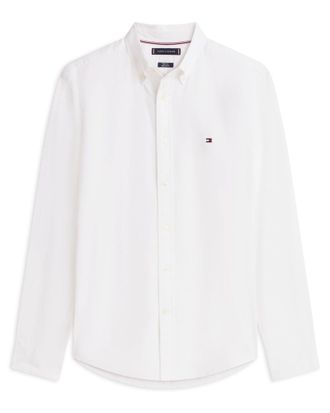 Tommy Hilfiger THFlex-Hemd mit Dobby-Webstruktur und Flag-Stickerei, Regular Fit in