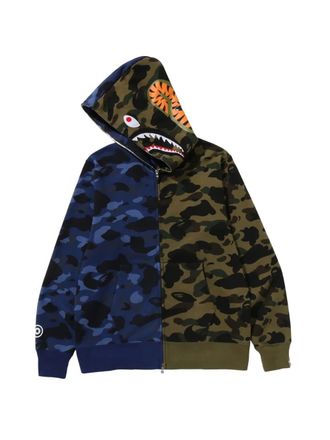 A Bathing Ape Split Camo Shark Full Zip Hoodie M Sweatshirt