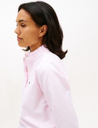Tommy Hilfiger Langarmbluse OXFORD RUFFLE NECK SHIRT mit R&uuml;schen Detail