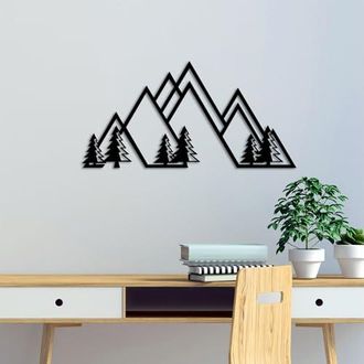 Hanah Home Stylish Black Decorative Metal Wall Accessory, 70 x 35 cm | 100% Metal (1.5 mm Thick) | Easy Wall Mounting | Perfect for Modern Home Decor