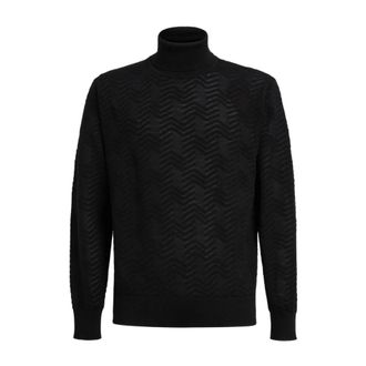 Missoni Schwarzer Rollkragenpullover - - Knitwear - Herren - Schwarzk - XL