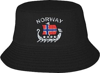 Generic Chapeau De Seau Drapeau Norv&eacute;gien D&eacute;lav&eacute; Norv&egrave;ge Dragon Boat Chapeau De Plage Pliable Mode Bonnet Soleil, pour La Randonn&eacute;e, Plage, Sports, 56-58cm