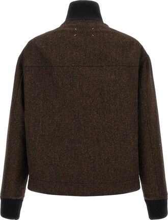Maison Margiela Herringbone Wool Bomber Jacket - Brown