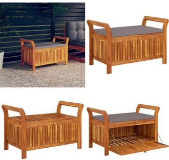 vidaXL Vidaxl - Garten-Truhenbank mit Kissen 91 cm Massivholz Akazie - Holzbank - Gartenbank - Truhenbank - Stauraumbank - Outdoor M&ouml;bel - Home & Living
