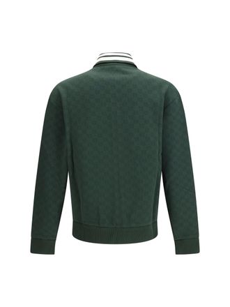 Gucci Mens Gg Technical Jersey Zip Jacket Deep Emerald Green Polyamide; Elastane Down Coat