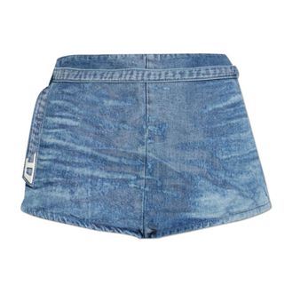 Diesel Femme, Shorts, Bleu, Taille: W26 Shorts en denim satin&eacute;