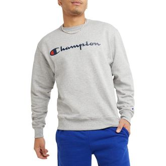 Champion Herren Powerblend Graphic Crew Sweatshirt, Oxford Gray-y06794, X-Small