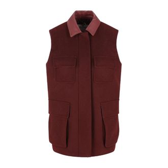 Max Mara Lange Weste aus Wolle- Alpaka und Kaschmir - - Jackets - Damen - Rot - S