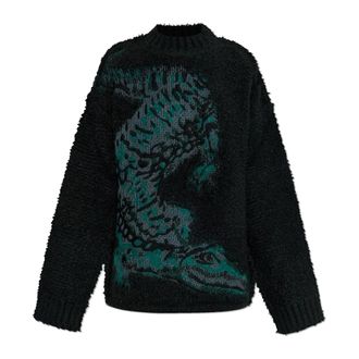 Lacoste Runway Jacquard Crocodile Sweater - - Knitwear - Damen - Gr&uuml;n - S