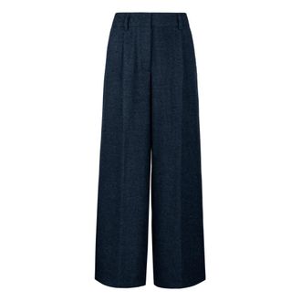 Bomboogie Femme, Pantalons, Bleu, Taille: 36 FR Pantalon Palazzo en Twill M&eacute;lange Laine