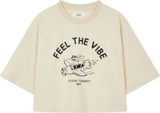 STUDIO TOMBOY Cropped-T-Shirt mit Print - Nude