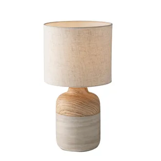 Luce-Ambiente-Design Woody Table Lamp in Ceramic with Ivory Fabric Lampshade 41 Cm