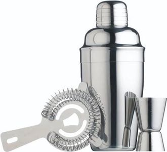 Bar Craft BarCraft Cocktail Set mit Rezeptheft als Geschenkbox aus Edelstahl in Silber, 3 teilig