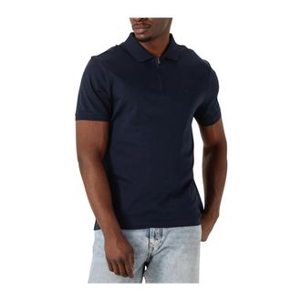 Calvin Klein Blaues Liquid Touch Welt Zip Polo - - Tops - Herren - Blau - 2XL