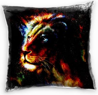 Paul Sinus Art Tiere, Abstrakt, Löwe, bunt Deko Kissen 40x40cm für Couch Sofa Lounge Zierkissen - Dekoration zum Wohlfühlen