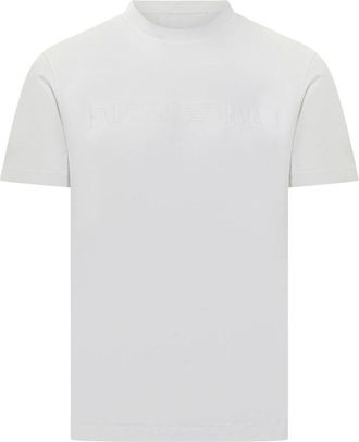 Emporio Armani Homme, Tops, Blanc, Taille: XL T-shirt en jersey avec logo jacquard