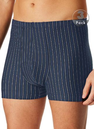 Schiesser Herren Trunks blau Baumwolle & Mix Gestreift,unifarben