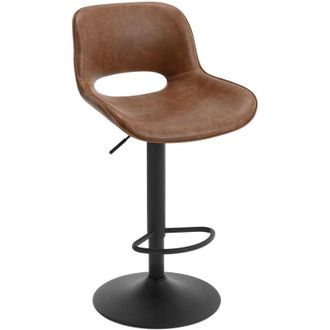 Woltu 1x Barhocker Barstuhl mit R&uuml;ckenlehne Fu&szlig;st&uuml;tze Tresenhocker Bistrohocker h&ouml;henverstellbar 360&deg; Drehstuhl aus Kunstleder Metall Braun - Braun - Woltu