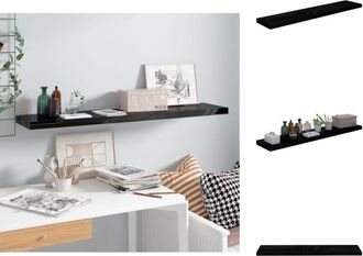 vidaXL Schweberegal Hochglanz-Schwarz 120x23,5x3,8 cm mdf - Schweberegal - Wandregal - Schwarz - Regal - Wohnwand