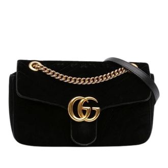Gucci Sac bandouli&egrave;re matelass&eacute; en velours Pre-owned - Femme - Pre-owned - Noir - Taille: ONE Size