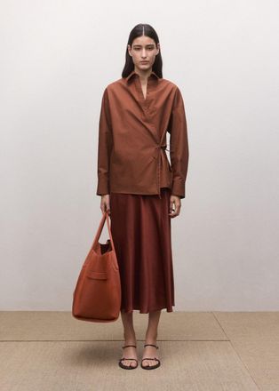 Mango Chemise coton cache-caur rouge-orang&eacute; - Femme - XS - MANGO