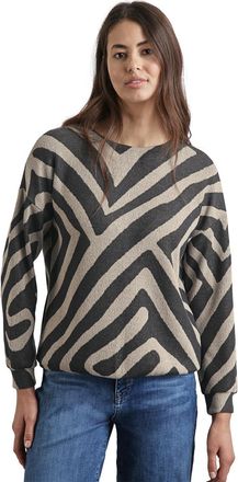 Street One Damen A322506 Bedrucktes Strick-Look Shirt, Cool Vintage Green, 42 EU