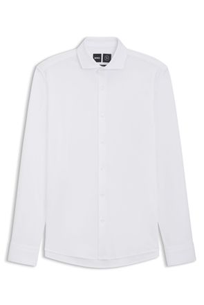 BOSS Herren P-HANK-spread-243 Slim-Fit Jersey-Hemd aus Baumwoll-Piqu&eacute; Wei&szlig; 40