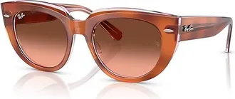 Ray-Ban Doreen Sonnenbrillen Rot Havana Auf Transparent Multicolor Fassung Rosa Glas 52-20